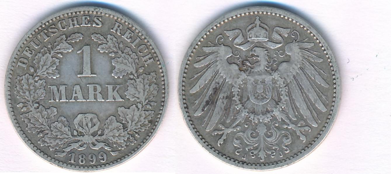 Deutschland 1 Mark 1899 J Kaiserreich sehr schön | MA-Shops