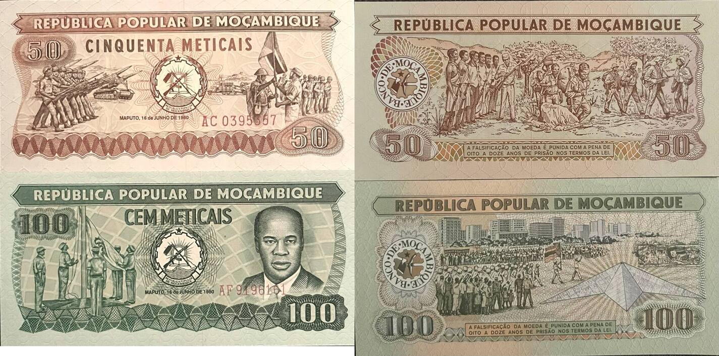 Mozambique 50, 100 Meticais 1980 Banknote I | MA-Shops