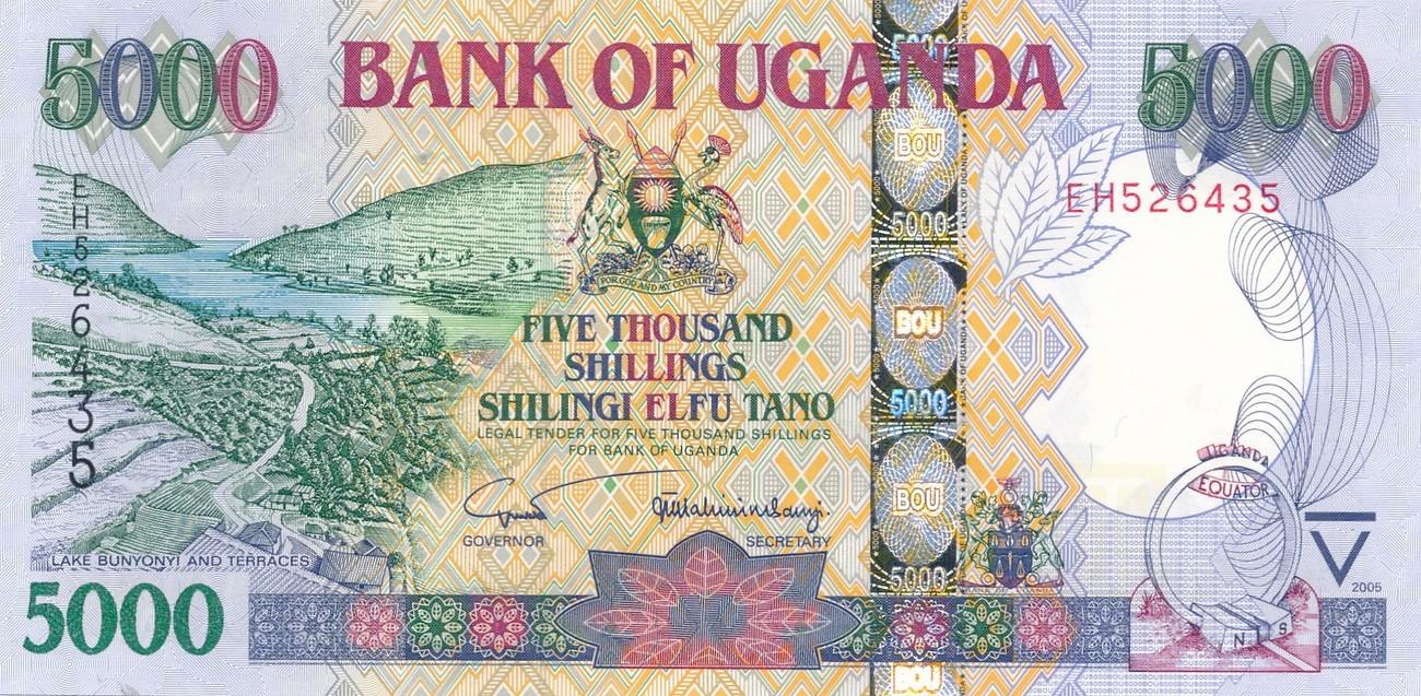 Uganda 5000 Shillings 1993 Geldschein Banknote Shlingi Elfu Tano ...