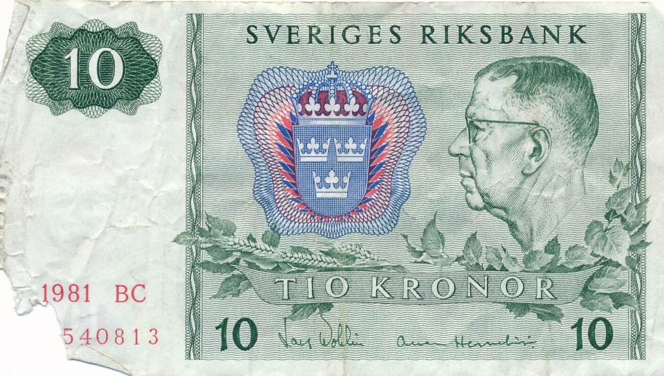 Schweden 10 Krone 1981 IV, Stark gerbraucht | MA-Shops