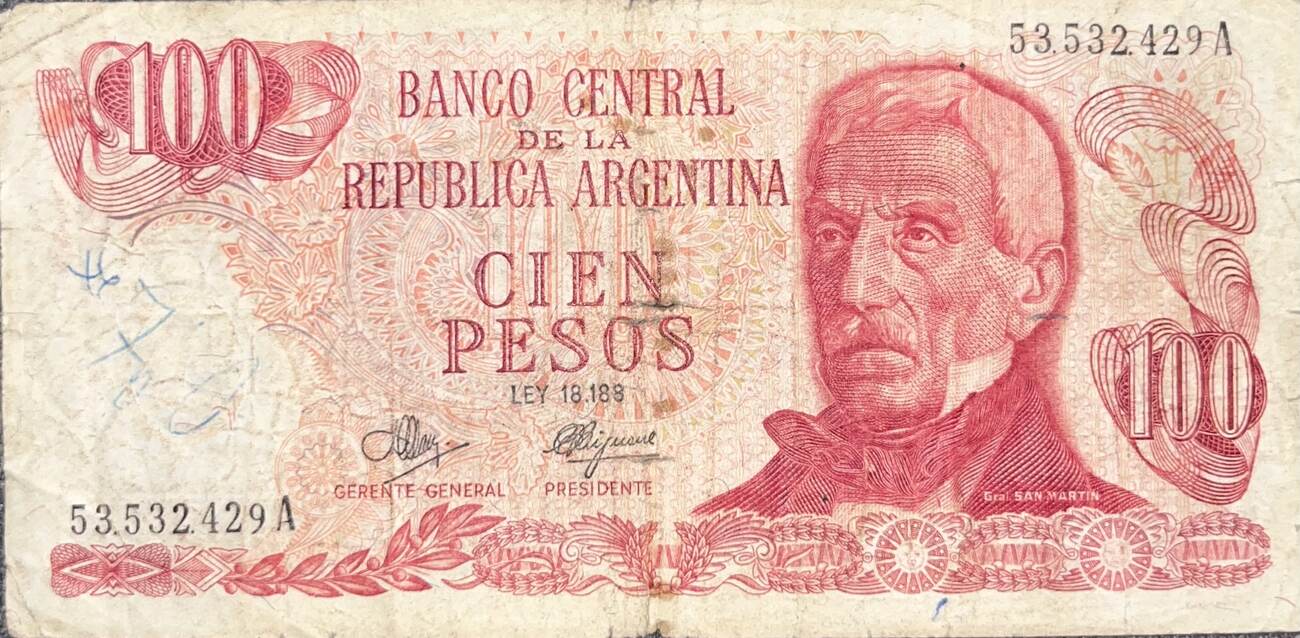 Argentinien 100 Pesos (1976) Banknote IV | MA-Shops