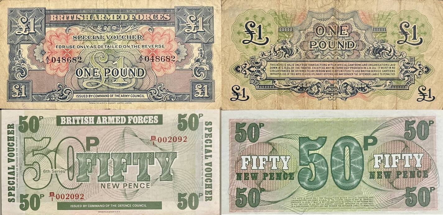 Großbritannien 1 Pound, 50 Pence (1948, 1972) Banknote III, I | MA-Shops