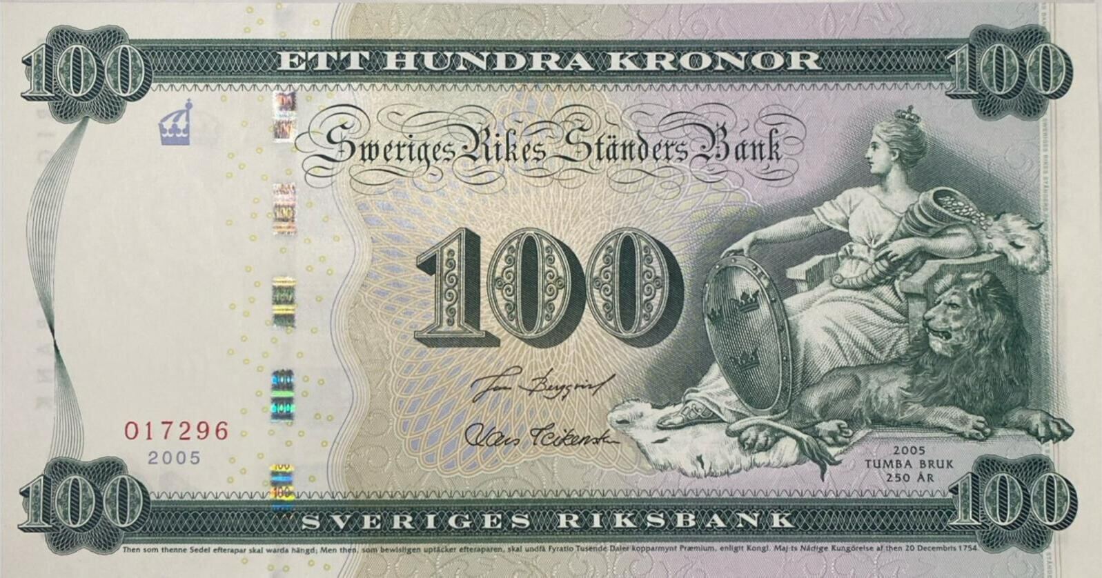 Sweden,Schweden 100 Kronor 2005 Banknote I | MA-Shops