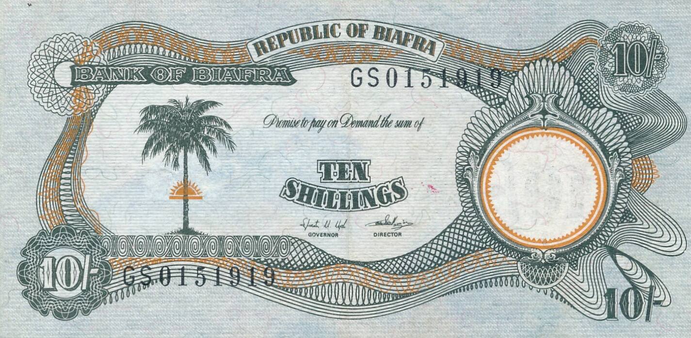 10 Shillings (1968-1969) Banknote Bank of Biafra I- | MA-Shops