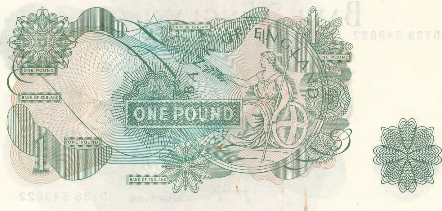 Banknote Großbritannien 1 Pound (1970-77) II- ,leichter Knick | MA-Shops