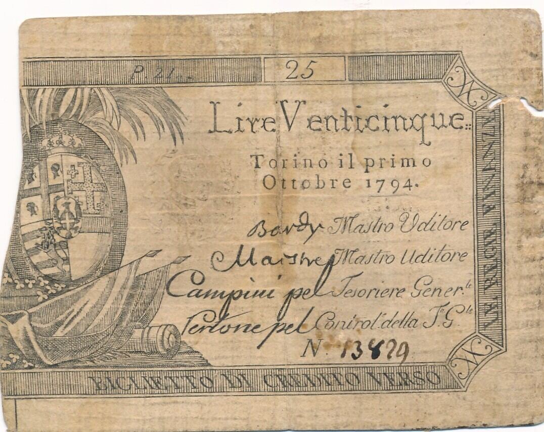 Italien 25 Lire 1794 IV, stark gebraucht | MA-Shops