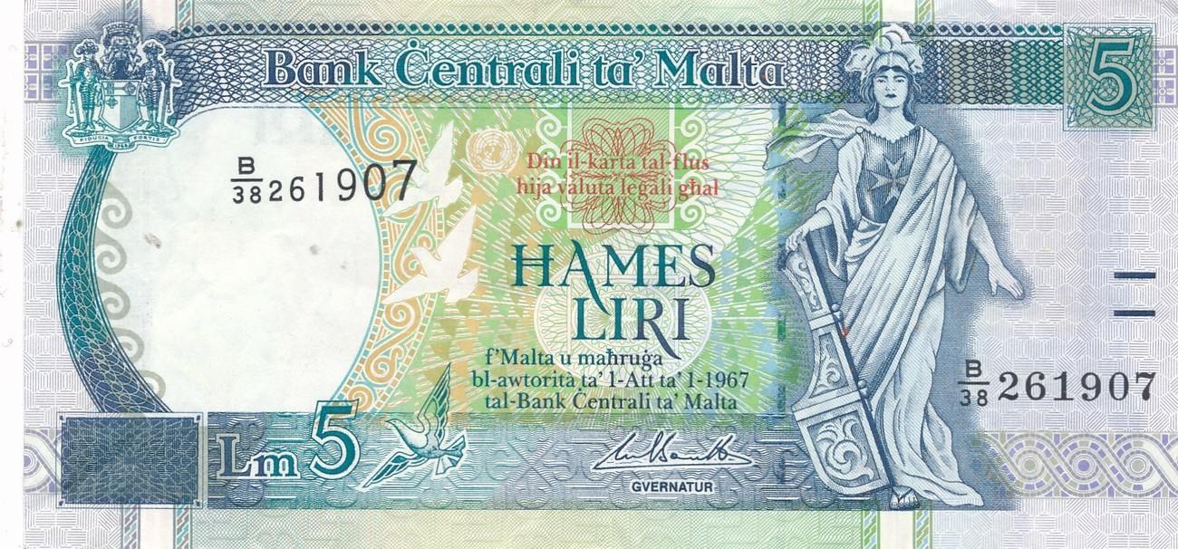 Malta 5 Lire 1967 Bank Centrali | MA-Shops