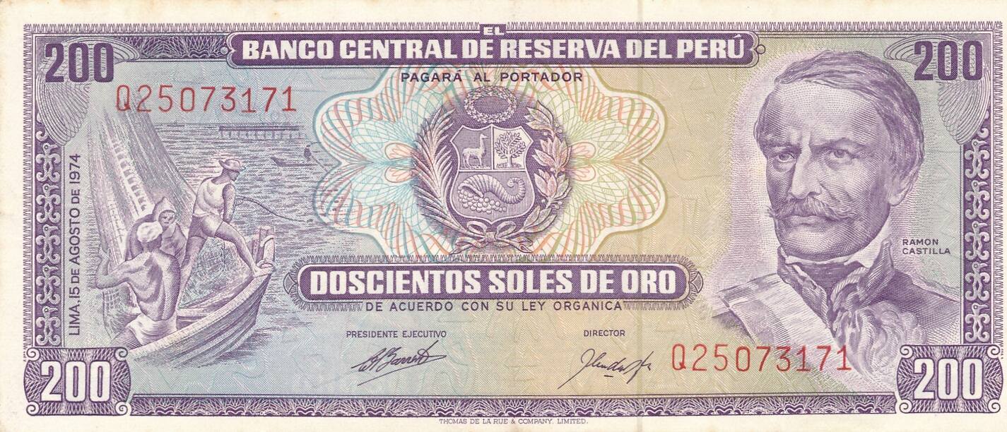 Peru 200 Soles de Oro 1974 Banknote unc- | MA-Shops
