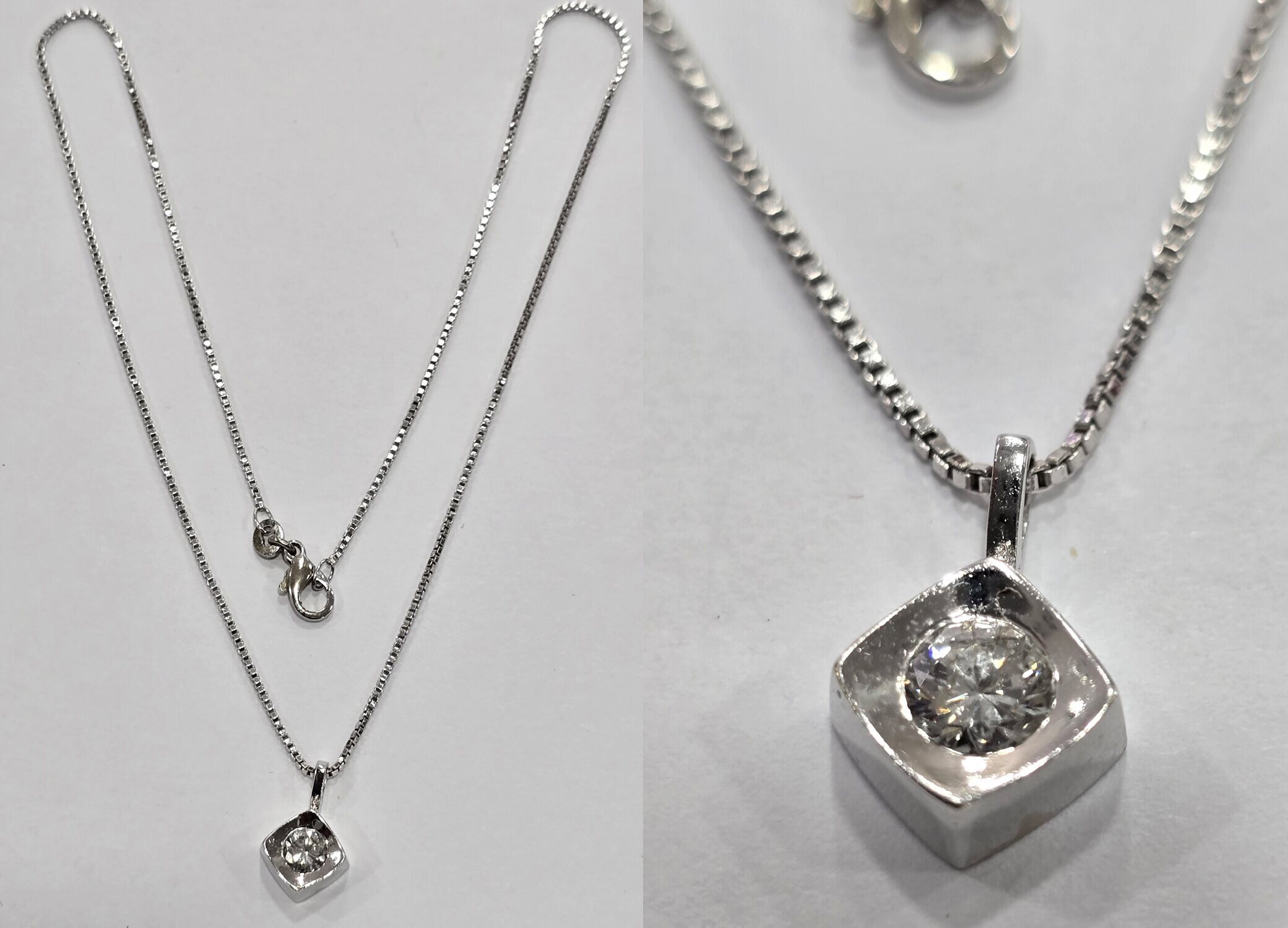 Goldschmuck Brillantschmuck Weissgold 14K 585 er Gold Kette Anhänger mit Brillant 0,30 Ct mit ...