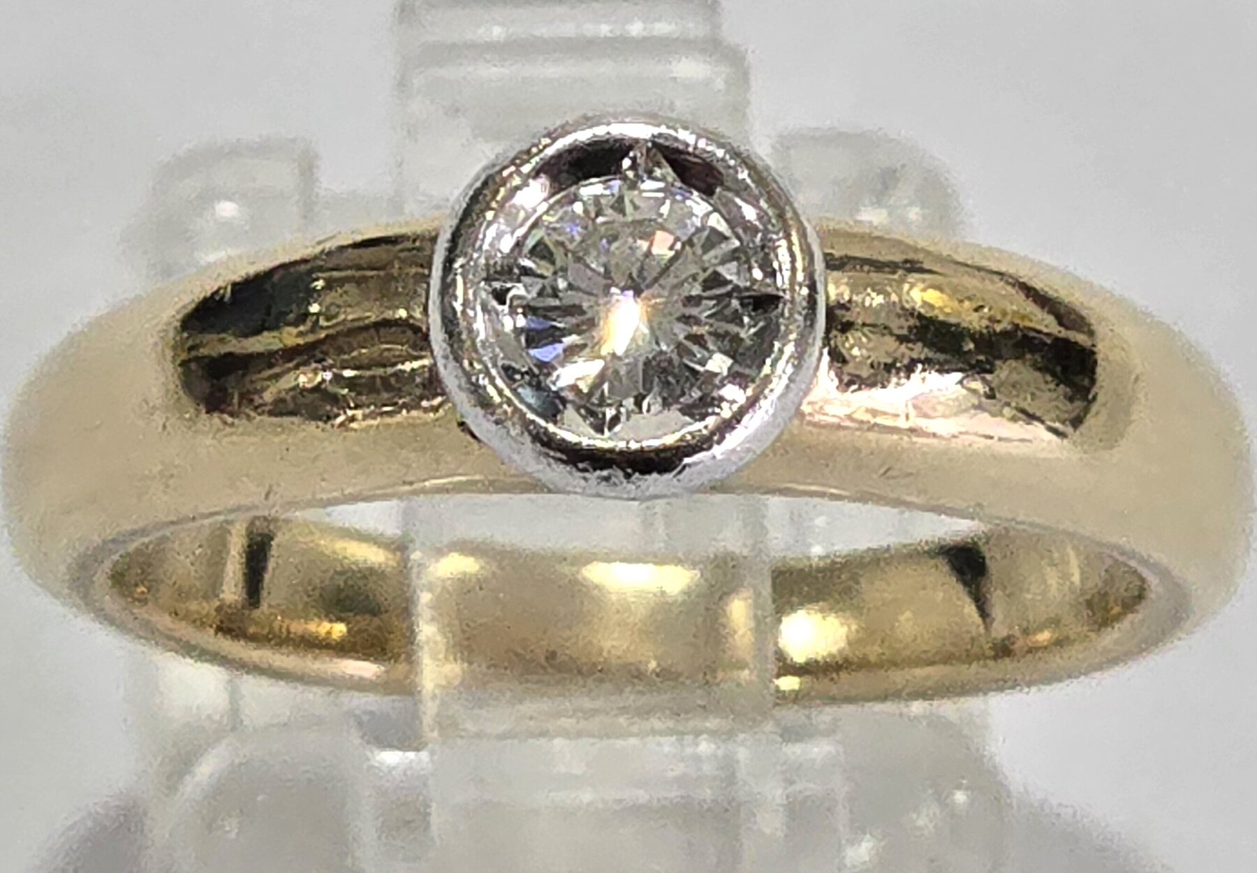 Goldschmuck bicolor 14K 585 er Gold Ring mit Brillant, Brillantring Goldring guter Zustand | MA ...