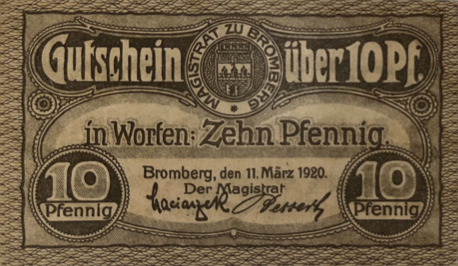 Deutschland, Deutsches Reich 10 Pfennig 1920 1 x Notgeldschein, Stadt ...