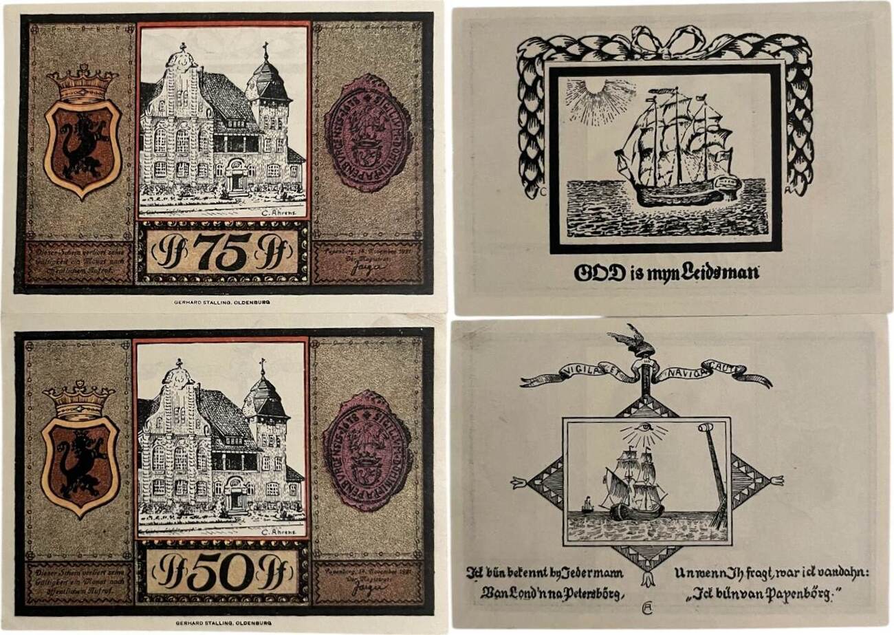 Deutschland, Deutsches Reich 50, 75 Pfennig 1921 2 x Notgeldschein ...