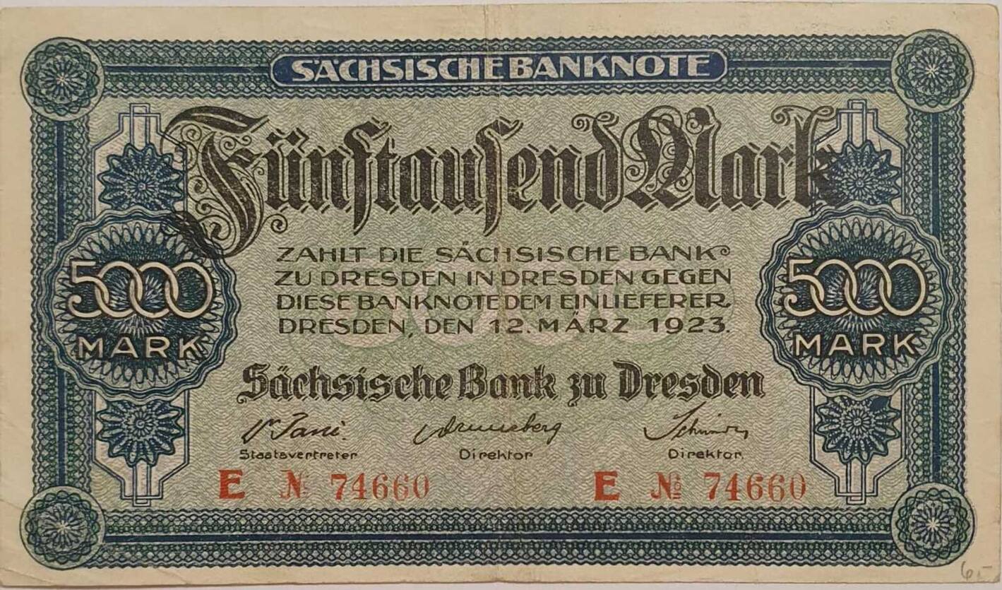 Deutschland, Deutsches Reich 5000 Mark 1923 Grossnotgeld, Dresden ...