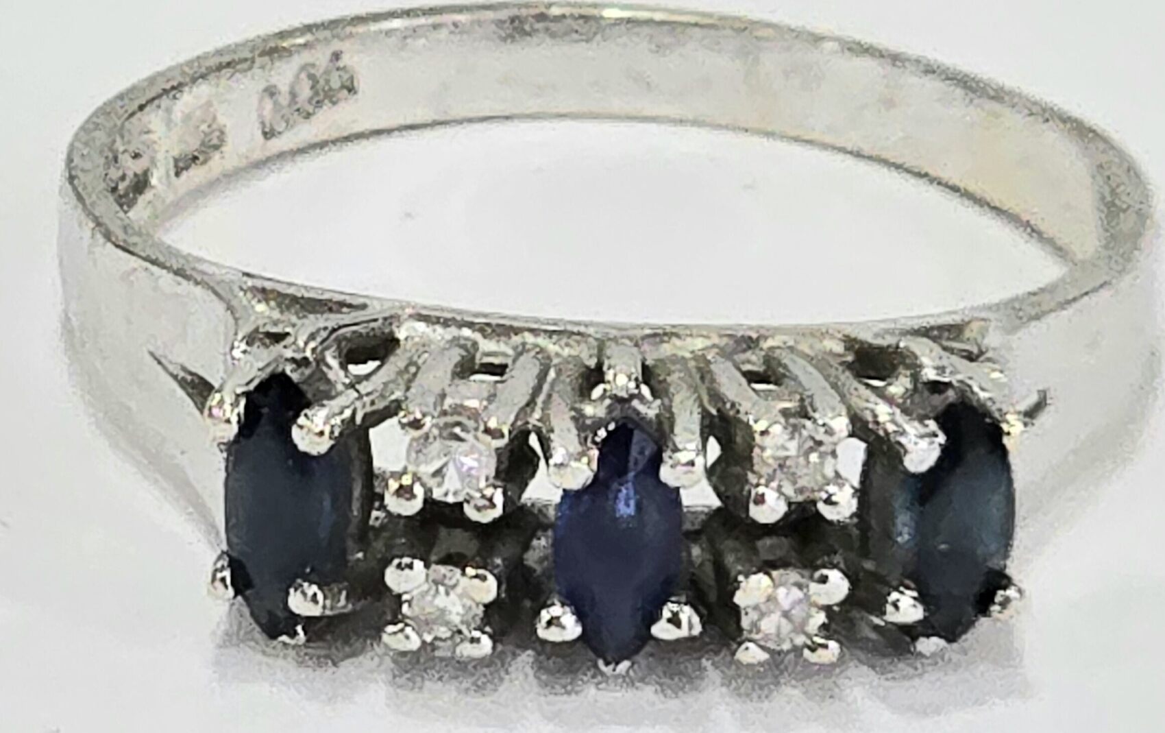 Goldschmuck Weißgold 14K 585 er Gold Ring mit Brillant, Saphir Brillantring Goldring Saphirring ...