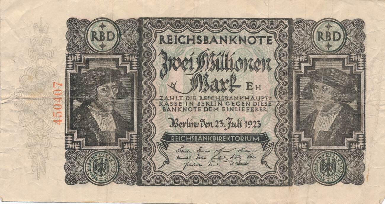 Deutsches Reich Deutschland 2 Millionen Mark 23. 7. 1923 Banknote, KN ...
