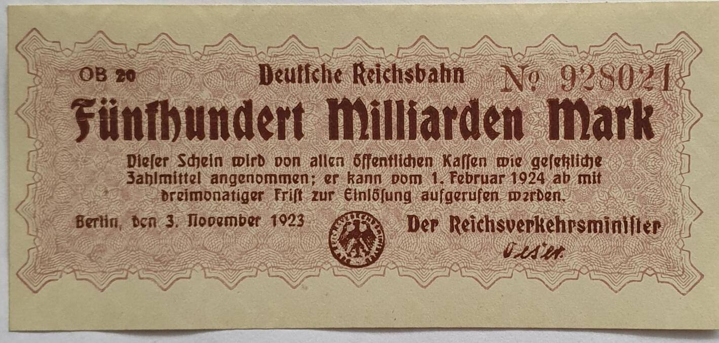 Deutschland Deutsches Reich 500 Milliarden Mark 1923 Großnotgeld ...