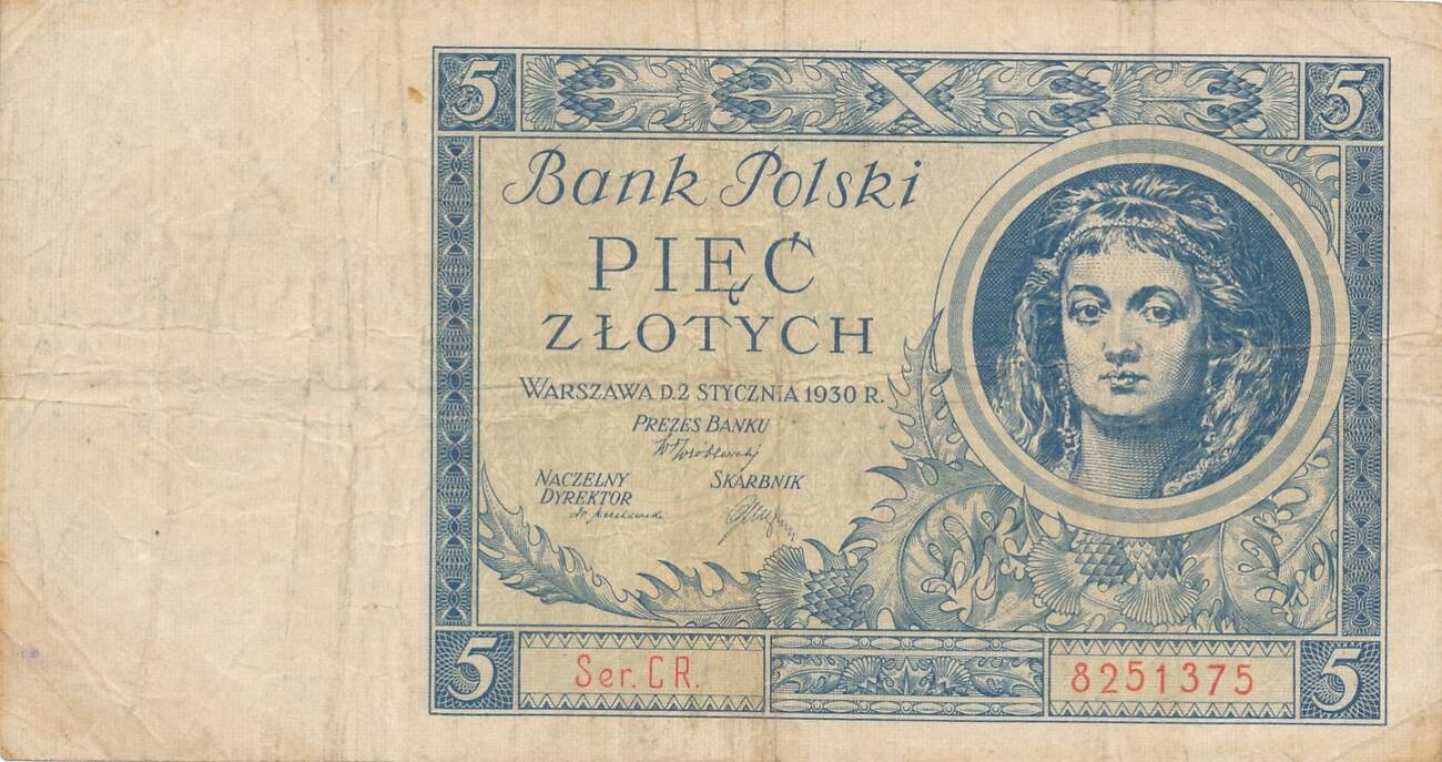 Polen 5 Zlotych Zloty 1930 Banknote III- | MA-Shops