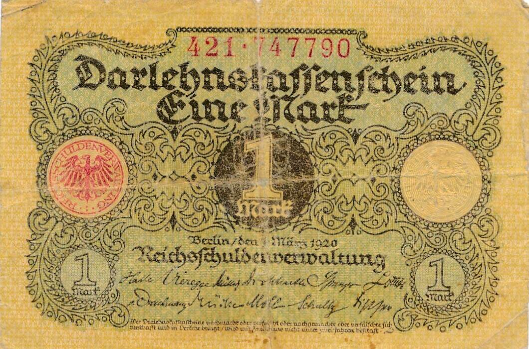 Deutschland 1 Mark 1920 Banknote IV | MA-Shops