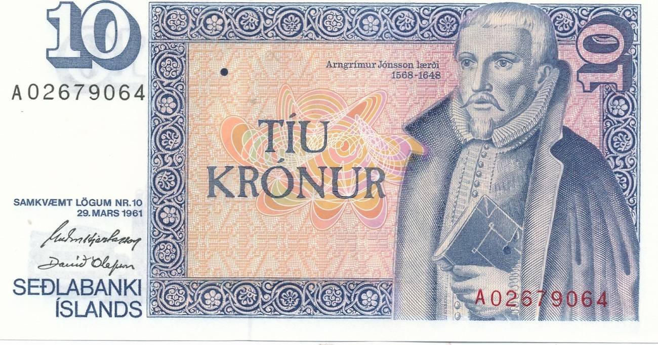 Island 10 Kronur 1961 Geldschein Banknote Tiu Kronur bankfrisch unz ...