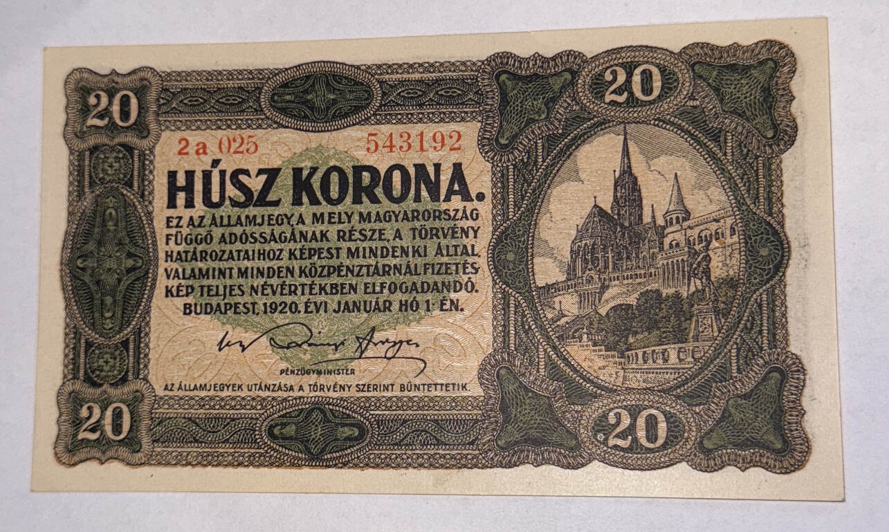 Ungarn 20 Kronen 1920 Banknote unc | MA-Shops