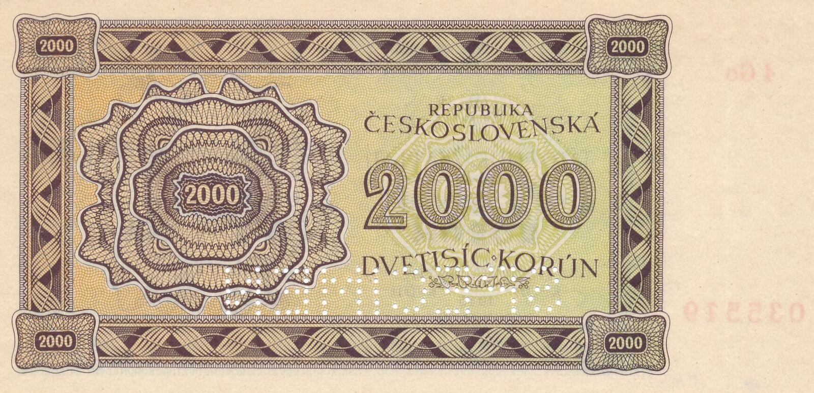 Tschechien, Czechoslovakia / Tschechoslowakei 2000 Korun 1945 Banknote ...