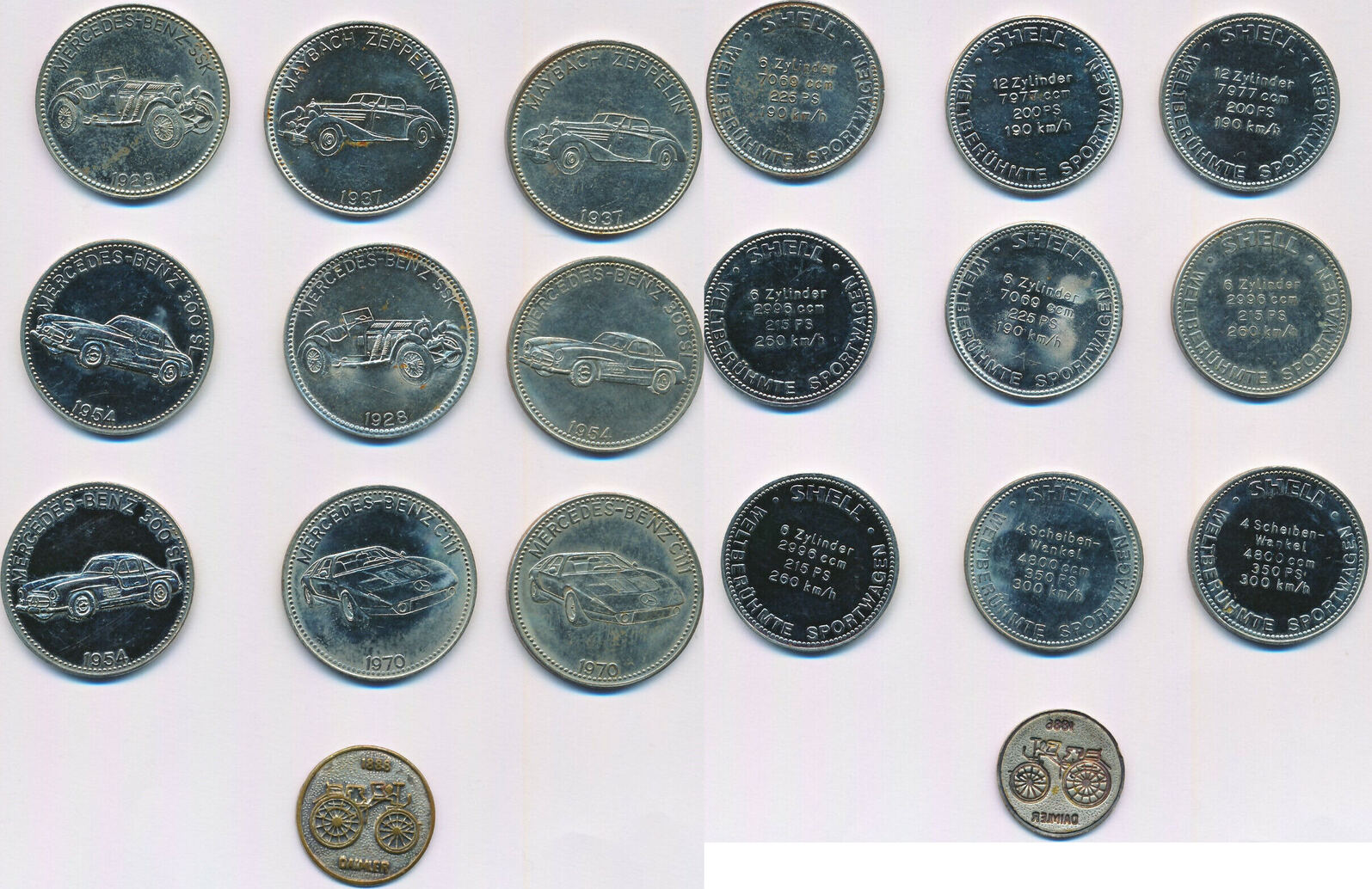 10 x Medaillen Münzen Mercedes Benz SHELL Maybach Sportwagen Auto | MA ...