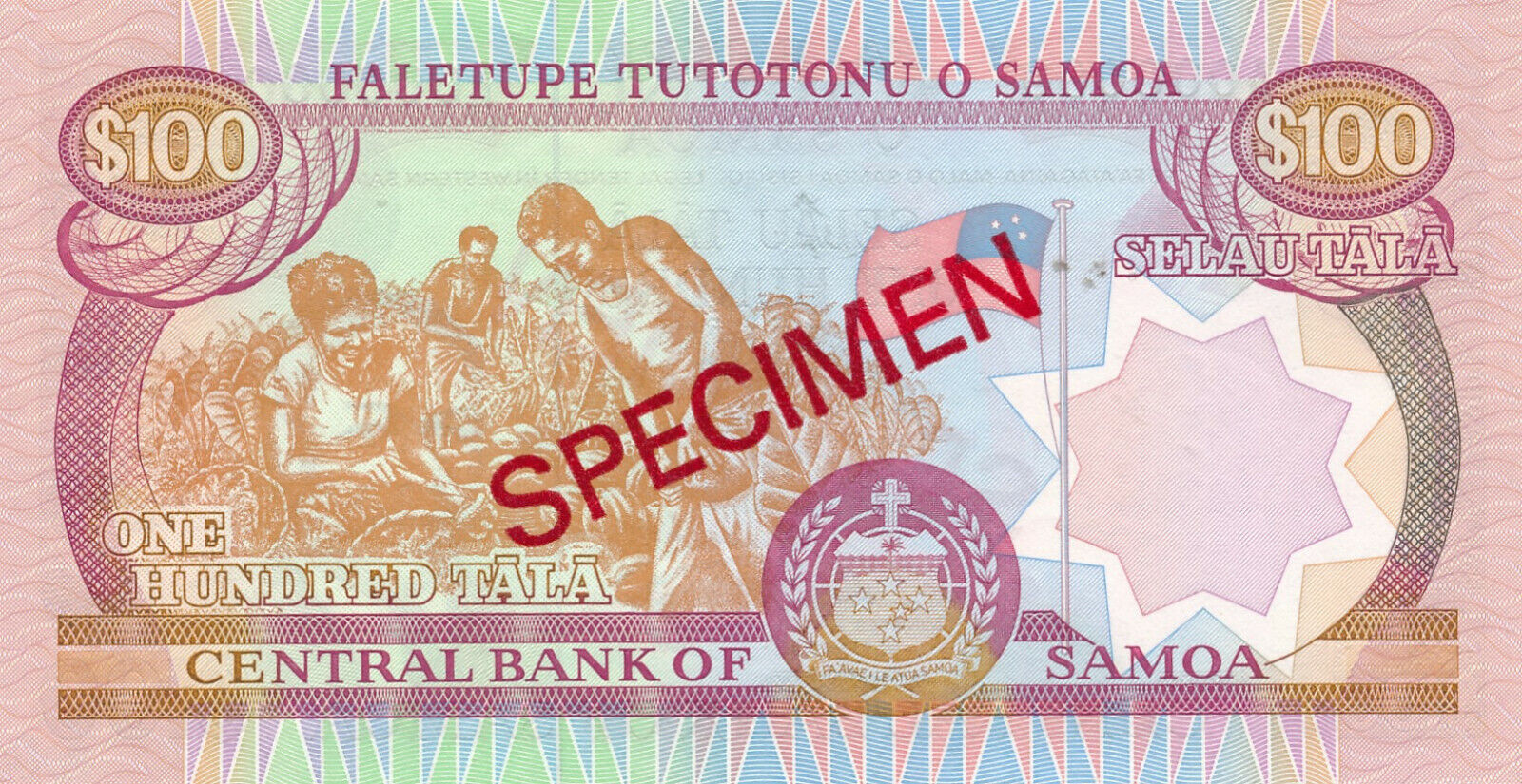 100 Dollars 2005 Specimen Samoa Geldschein Banknote A000000 unc unz ...