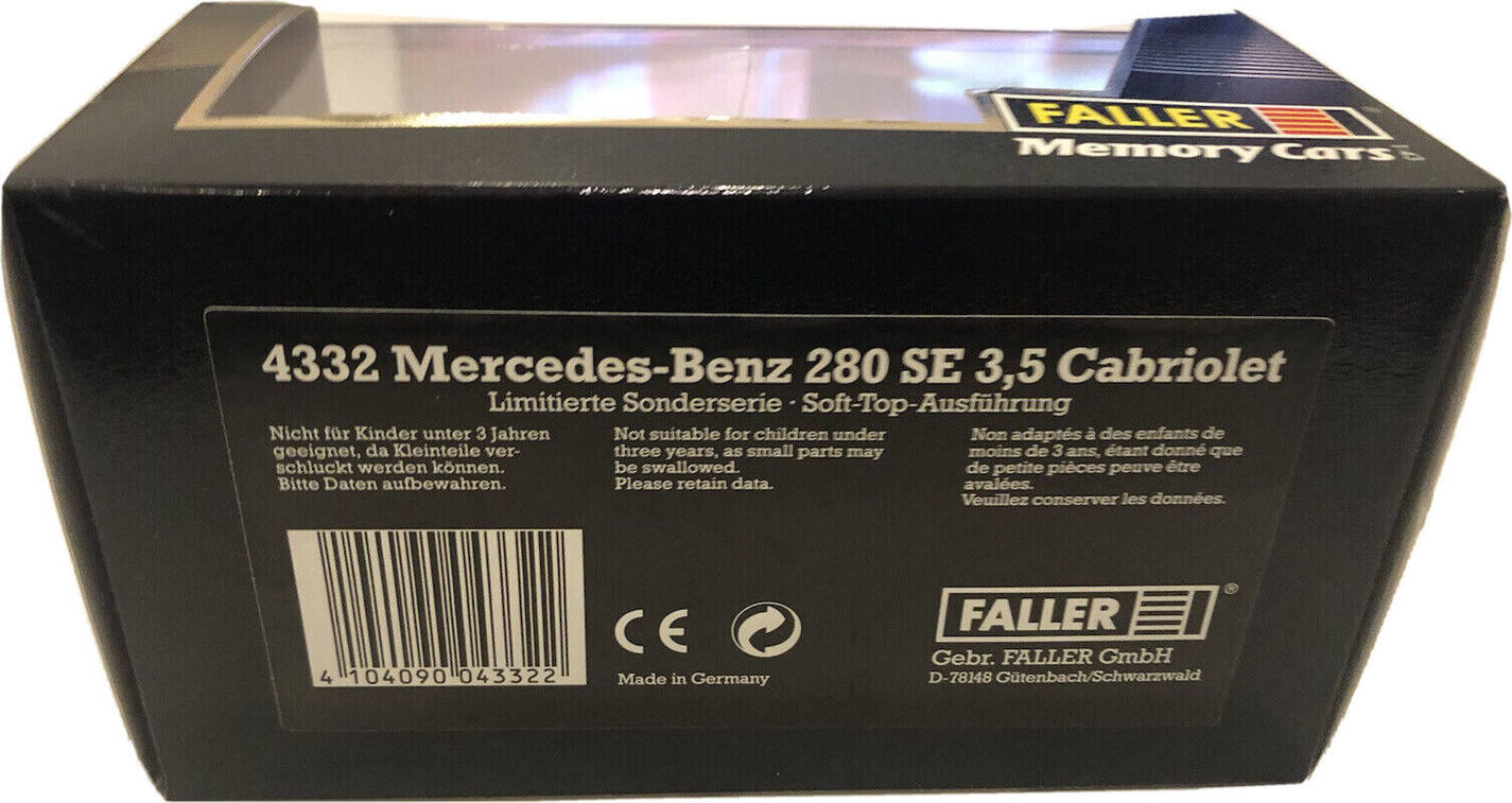 Faller Memory Cars 4332 Mercedes-Benz 280 SE 3,5 Cabriolet Soft Top ...