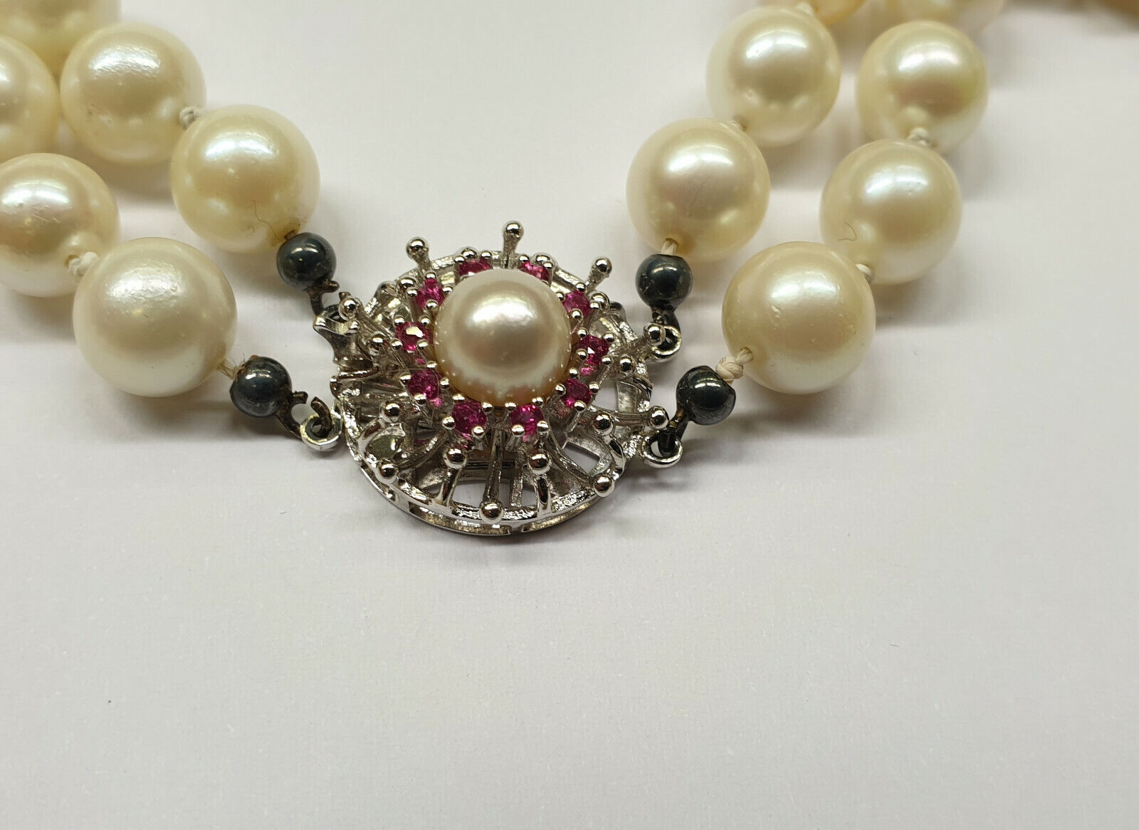 Perlenkette Perlencollier 585er Weißgold Verschluß 14 Kt Akoya Perlen ...