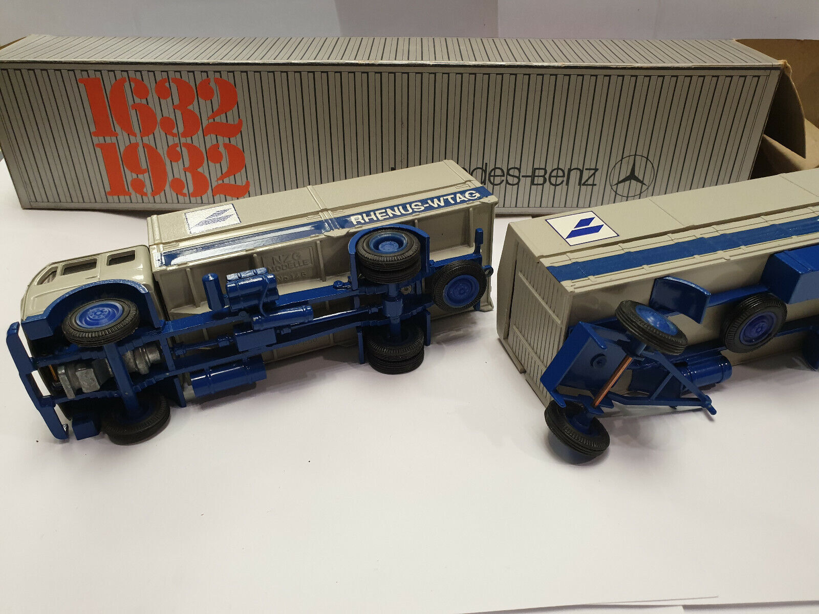 Benz Mercedes NZG No 146 Rhenus Wtag Lastzug Trucker LKW Modellauto OVP ...