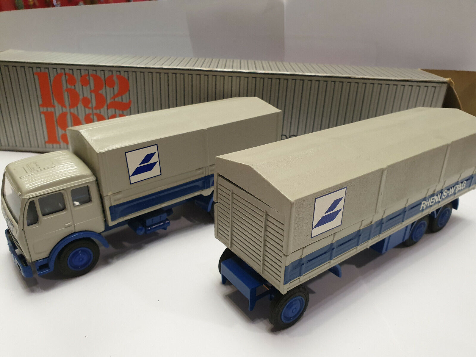 Benz Mercedes NZG No 146 Rhenus Wtag Lastzug Trucker LKW Modellauto OVP ...
