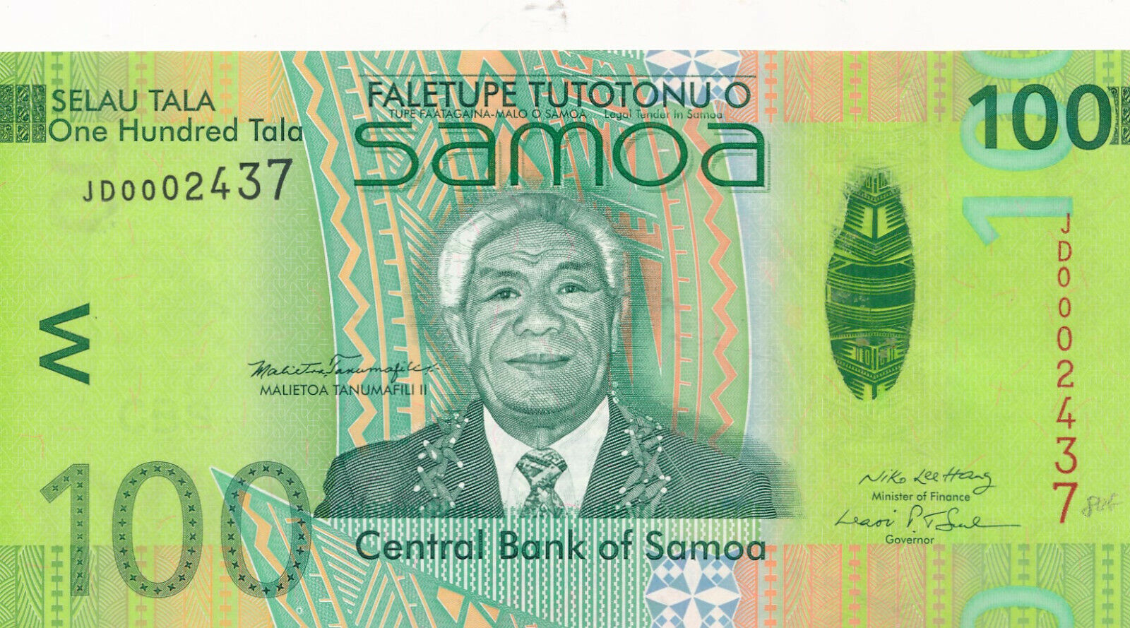 100 Tala 2008 Samoa Geldschein Banknote kassenfrisch unc I | MA-Shops