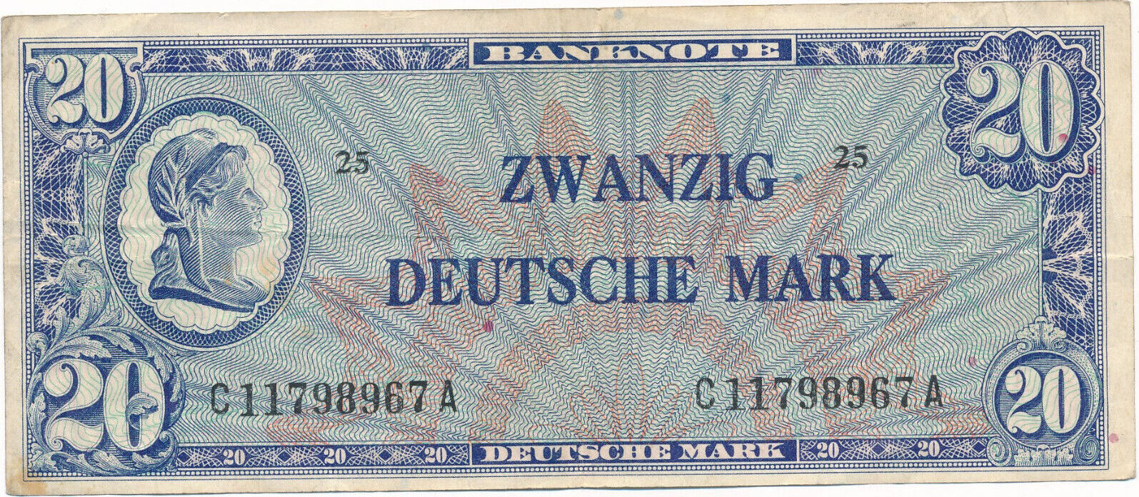 20 Deutsche Mark 1948-49 Banknote Deutschland Liberty, ohne Jahr, P9a ...