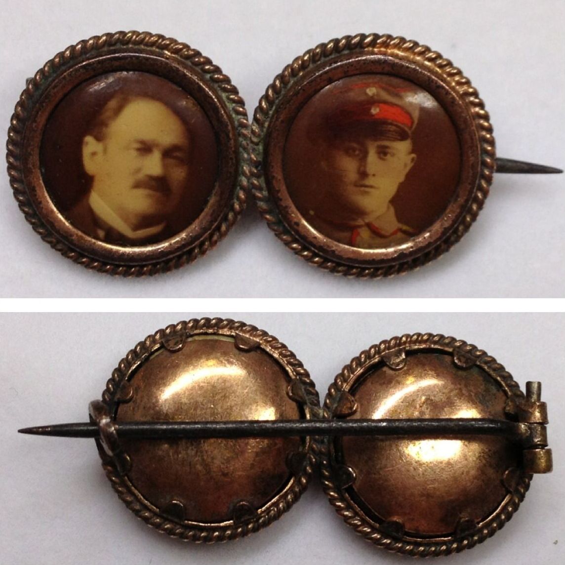 Antike Brosche mit 2 Bilder vergoldet Antikschmuck Antikrosche | MA-Shops