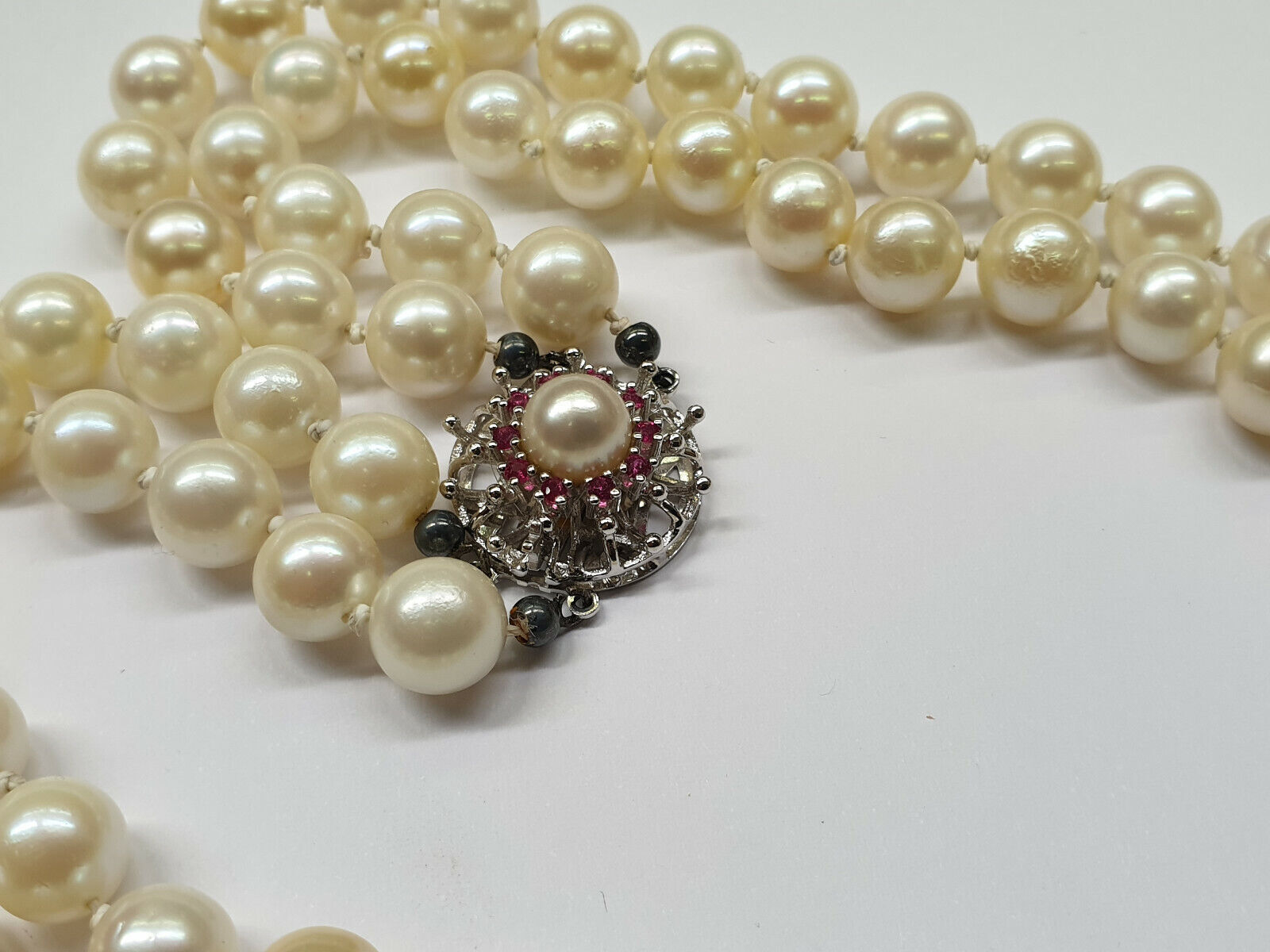 Perlenkette Perlencollier 585er Weißgold Verschluß 14 Kt Akoya Perlen ...