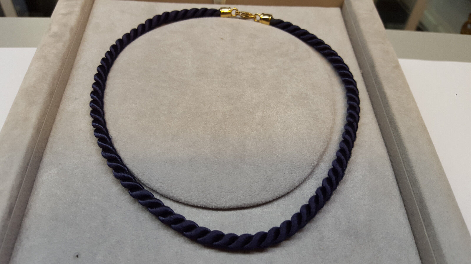 Kette PL Pierre Lang Collier L: 42 cm Halsreif Stoff Kordelkette blau ...