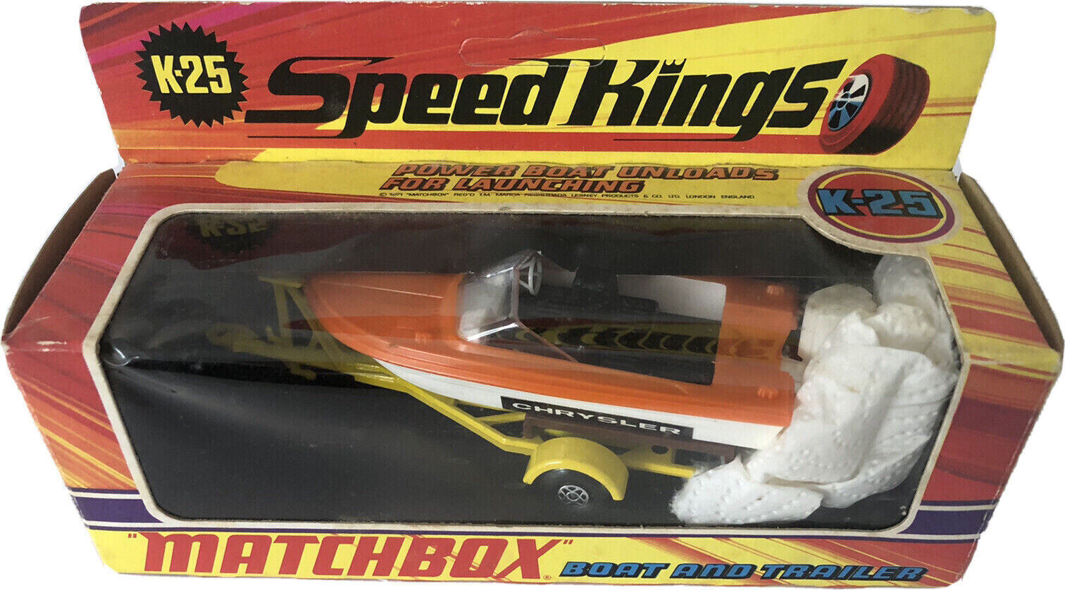 Matchbox K-25 Speed Kings Chrysler Boat and Trailer Speedboat mit ...