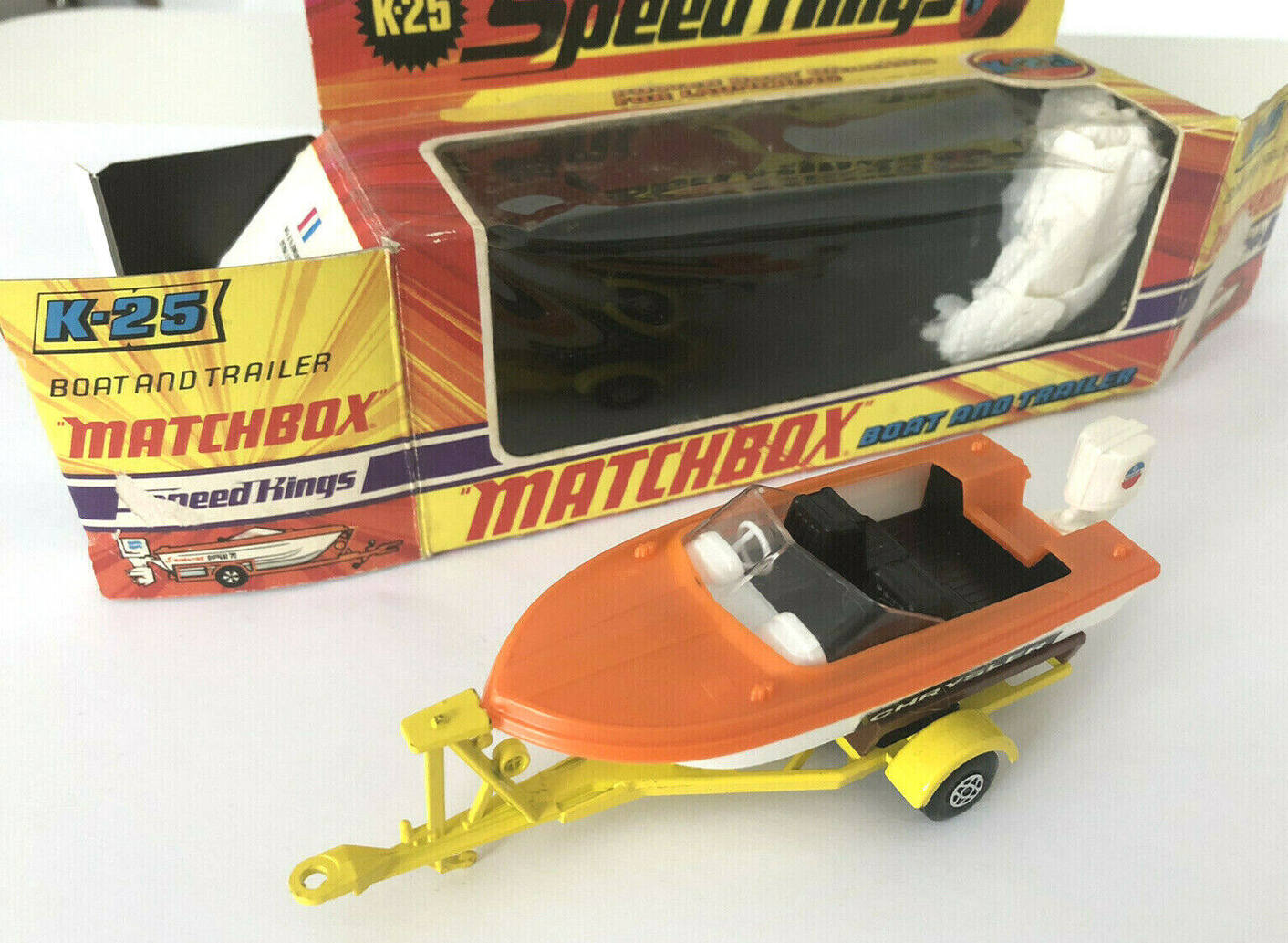 Matchbox K-25 Speed Kings Chrysler Boat and Trailer Speedboat mit ...