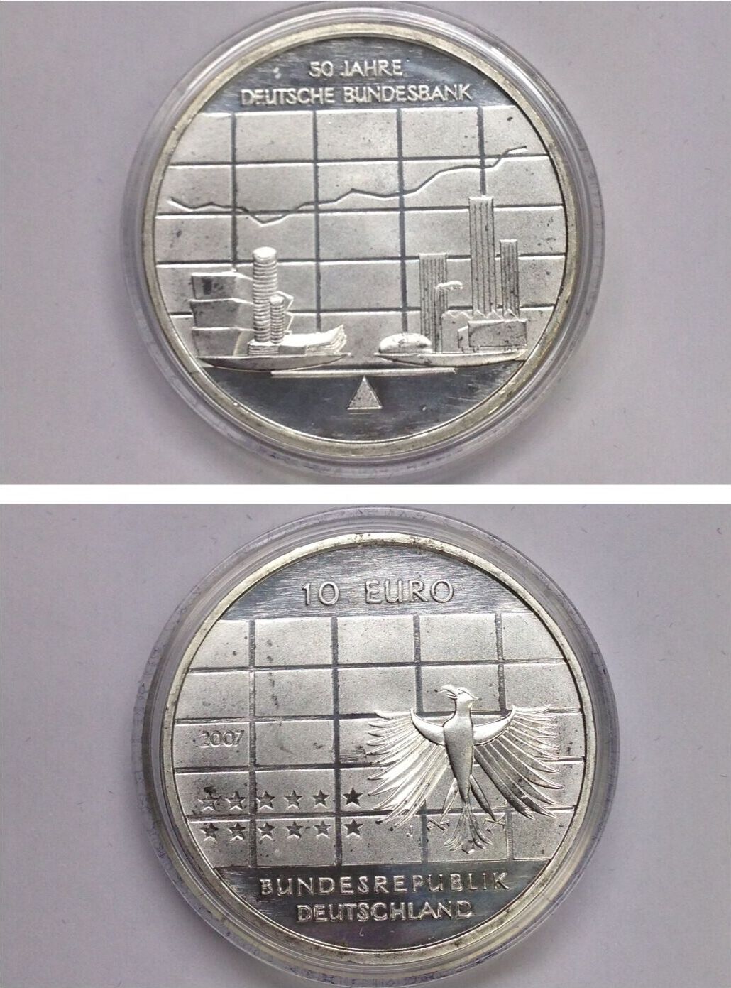 10 Euro BRD 50 Jahre Deutsche Bundesbank 925er Silber mit Zertifikat ...