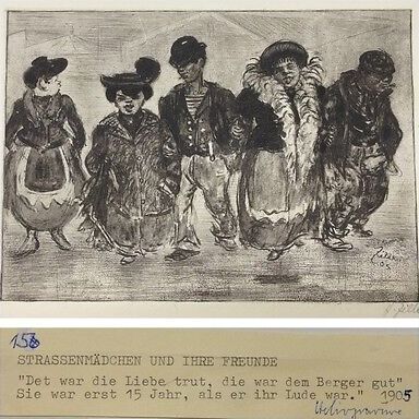 1905 Heinrich Zille org Heliogravüre Strassenmädchen und Ihre Freunde ...