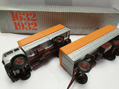 Benz Mercedes NZG No 146 Lastzug Trucker LKW Modellauto OVP 1:50 Silber ...
