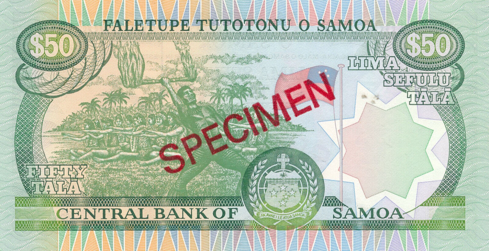 100 Dollars 2005 Specimen Samoa Geldschein Banknote A000000 unc unz | MA-Shops