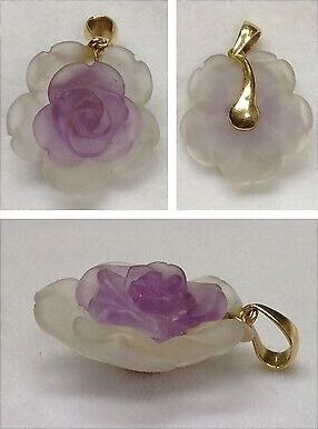 Anhänger 585er Gold Blume Rose Flieder Goldschmuck Goldanhänger ...