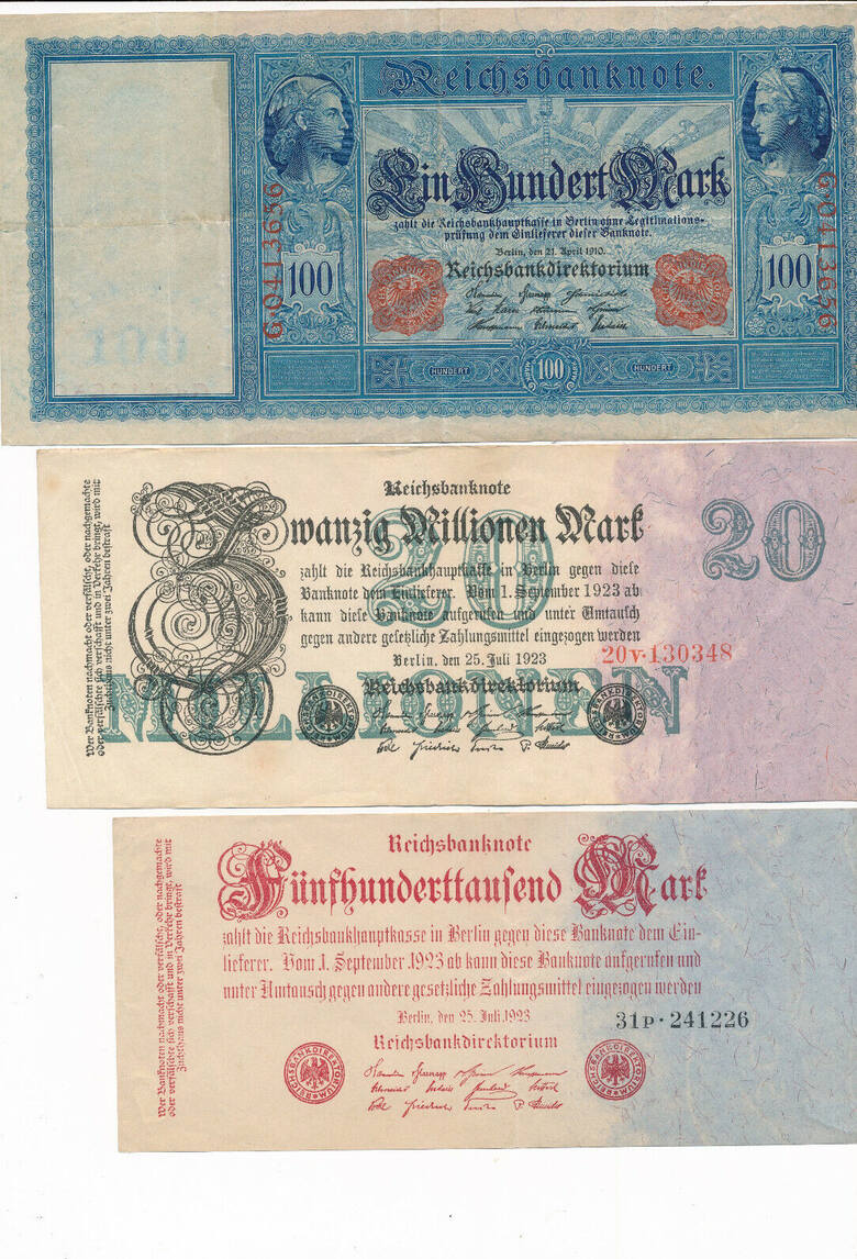 1923 Mark 1919 Deutsches Reich Deutschland 1904 1910 Lot 1x Scheine ...