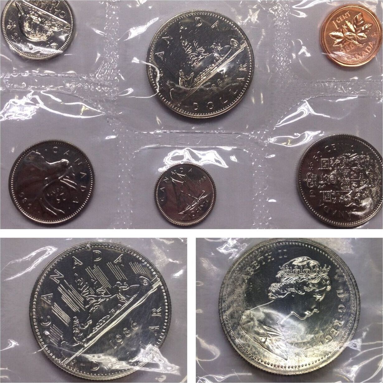 50 Cents 1986 Münzen-Set Canada 1, 5, 10, 25 und 1 Dollar von Elizabeth ...