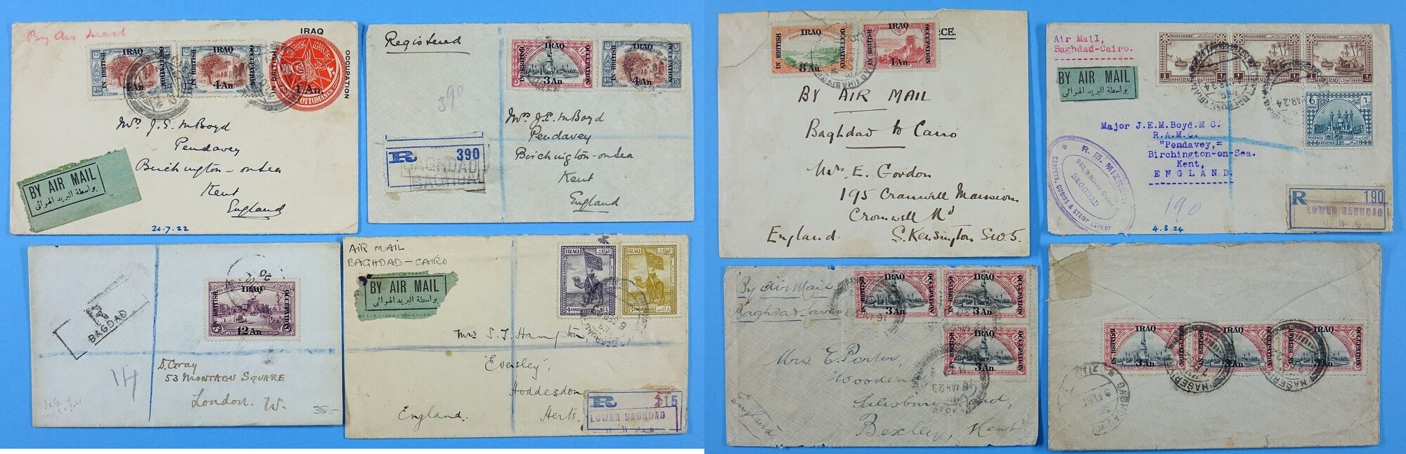 Briefmarken Irak Iraq 1920's Posten Luftpost-Briefe aus, nach oder via ...