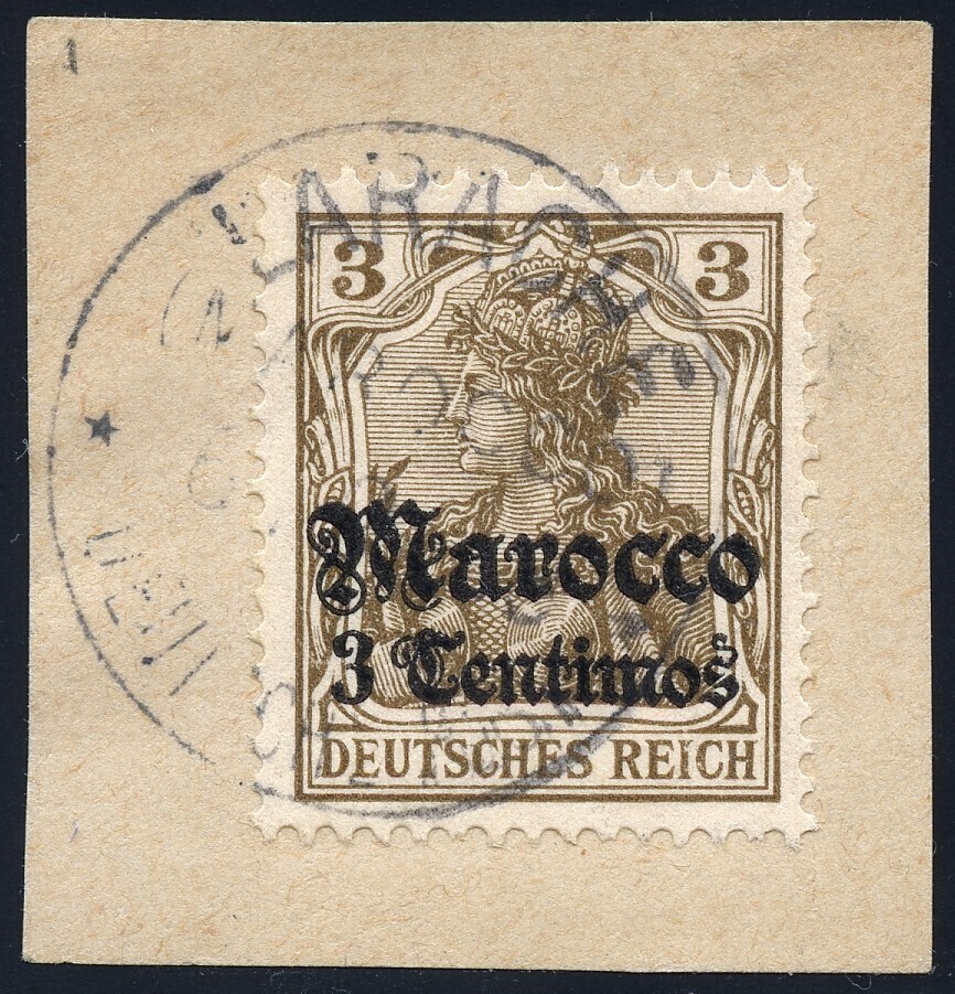 Briefmarken 1906 DP Marokko Michel 34 ° Larache Type 1 Briefstück / 94 ...