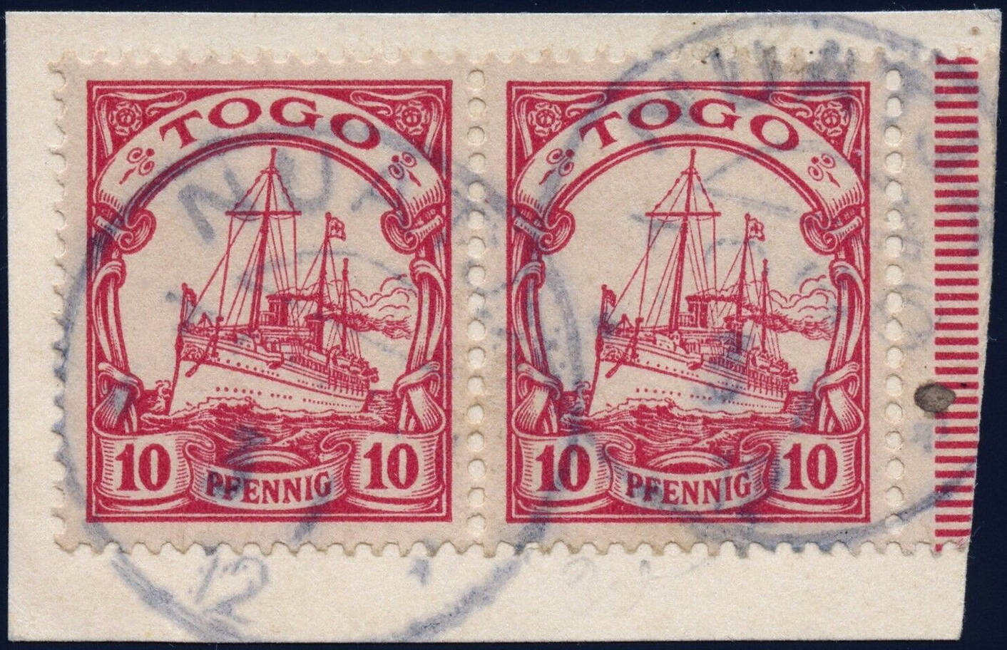 Briefmarken 1912 Togo Michel 9 Paar ° Nuatjä Briefstück Kaiseryacht ...