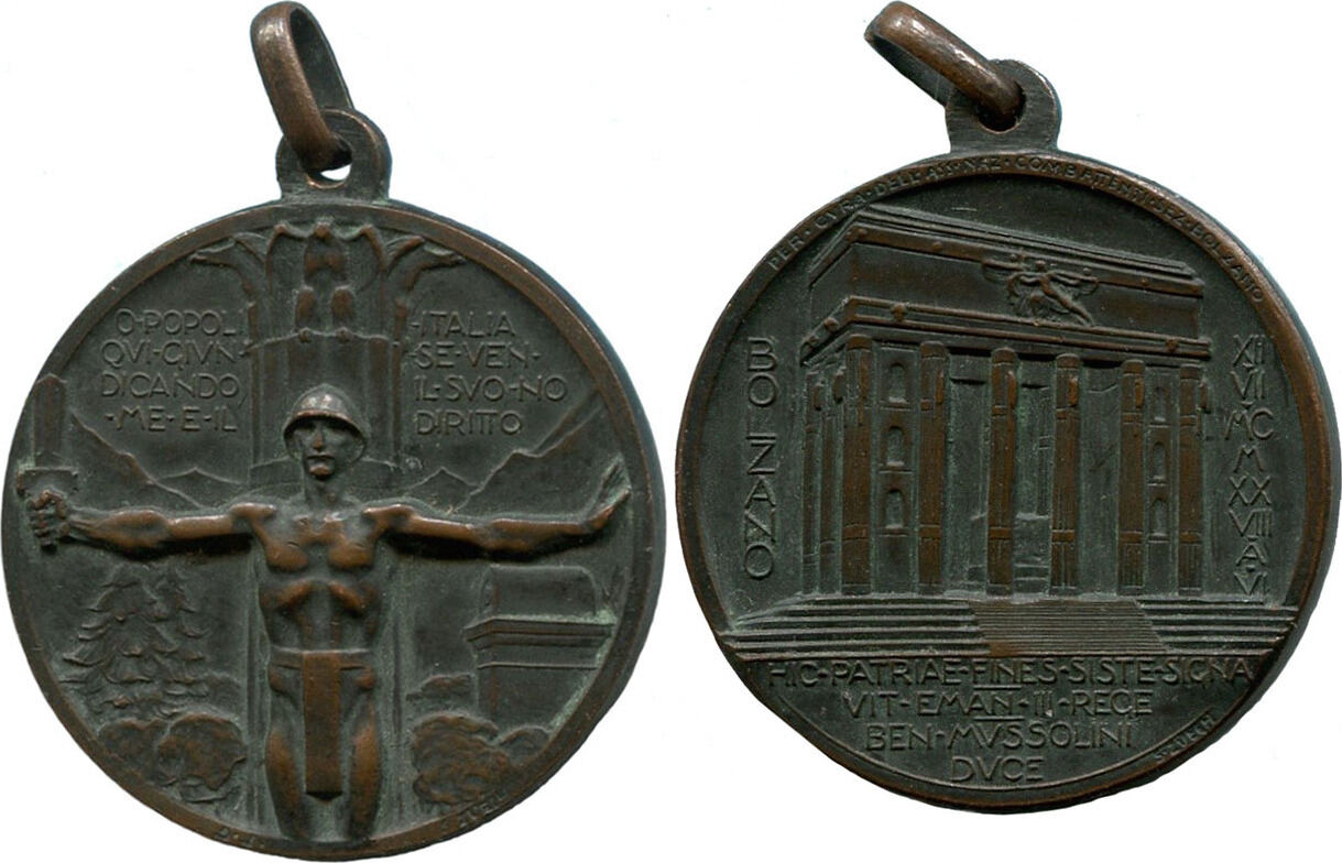 Bozen -Italien, Medaille v. Stefano Zuech 1928, Ehrenmal (Gefallene des ...