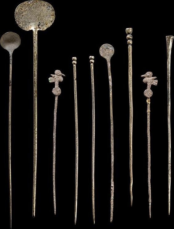 Ancient art Collection Of Pre-Columbian silver dress pins, Inca, 12th ...